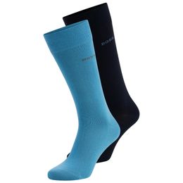 BOSS Herren Businesssocken "2P RS Bamboo 1027", Gr. 43, blau, Viskose, Socken, mit Strickb&uuml;ndchen