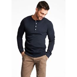 LINDBERGH Herren Langarmshirt "T-Shirt (Langarm) Slim Fit", blau, Gr. XL, unifarben, Obermaterial: 100% Baumwolle, Shirts