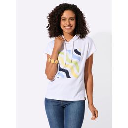 Casual Looks Damen Kapuzenshirt "Kapuzen-Shirt", wei&szlig;, Gr. 48, gemustert, mehrfarbig, unifarben, 100% Baumwolle, Shirts