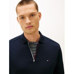 Tommy Hilfiger Herren Langarm-Poloshirt "LIQUID RWB ZIP", blau, Gr. L, Jersey, Obermaterial: 100% Baumwolle, Shirts, Polokragen mit Rei&szlig;verschluss,