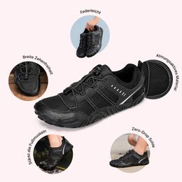 DOTALES Damen Barfu&szlig;schuh "Stride Barfu&szlig;schuhe Damen & Herren Barfu&szlig; Sneaker", Gr. 45, schwarz, Mesh, Polyurethan, Schuhe, Minimalschuhe