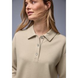Street One Damen Langarmshirt, beige, Gr. 46, unifarben, Stoff, 72% Polyester, 22% Viskose, 6% Elasthan, Shirts, Jersey