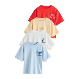 next T-Shirt Jungen Gr&ouml;&szlig;e 80 hellblau / pastellgelb / feuerrot / wei&szlig;