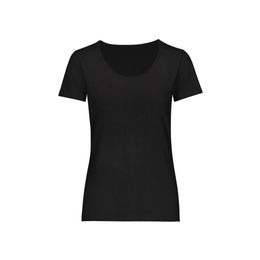 TRIGEMA Damen T-Shirt "TRIGEMA Rundhalsshirt aus Viskose", schwarz, Basic, Gr. S, Single Jersey, 94% Viskose, 6% Elastan, Shirts