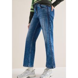 Cecil Damen Loose-fit-Jeansmid blau wash, Gr. 28, unifarben, Jeans, 78% Baumwolle, 20% Polyester, 2% Elasthan, Jeans, High Waist
