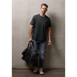 Street One MEN Herren T-Shirt, schwarz, Gr. S, unifarben, Web, 100% Baumwolle, Shirts, mit Brusttasche