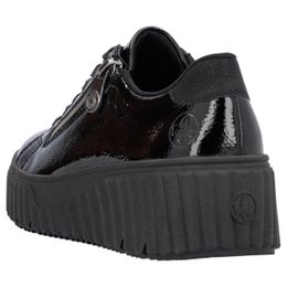 Rieker Damen Plateausneaker, Gr. 42, schwarz, Lackleder, gl&auml;nzend, Schuhe, Freizeitschuh, Halbschuh, Schn&uuml;rschuh mit Plateausohle