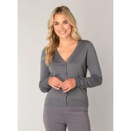 Base Level Damen Strickjacke "Yvon", grau, Gr. 36, unifarben, Strick, Obermaterial: 80% Viskose, 20% Nylon, Strickjacken, mit V-Ausschnitt