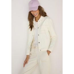 Cecil Damen Jeansjackepearl beige, Gr. L, unifarben, Web, 92% Baumwolle, 6% Elastomultiester, 2% Elasthan, Jacken, in Denim-Optik