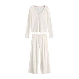 next Pyjama Damen Gr&ouml;&szlig;e XS hellbraun / pastellgr&uuml;n / rosa / wei&szlig; Winterkleid