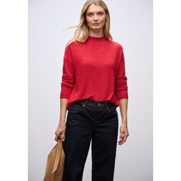 Street One Damen Langarmshirtracing rot meliert, Gr. 40, unifarben, Stoff, 80% Viskose, 15% Polyester, 5% Elasthan, Shirts, aus strecthigem