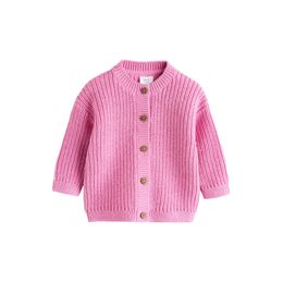 next Strickjacke M&auml;dchen Gr&ouml;&szlig;e 80 pink / wollwei&szlig;