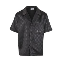 Karl Kani Herren Langarmhemd "Karl Kani Signature Aop Resort Shirt", schwarz, Gr. M, 98% Polyester, 2% Elasthan, Hemden