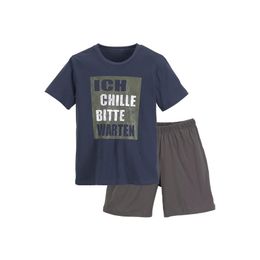 Jungen Pyjama, AUTHENTIC LE JOGGER, Gr. 158, grau, Jersey, Obermaterial: 100% Baumwolle, bedruckt, Basic, Homewear-Sets, Schlafanzug aus Baumwolle