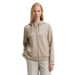 Tom Tailor Damen Kapuzensweatjacke "Regular", beige, Gr. L, unifarben, Sweatware, Obermaterial: 51% Polyester, 42% Viskose, 7% Elasthan, Sweatjacken,