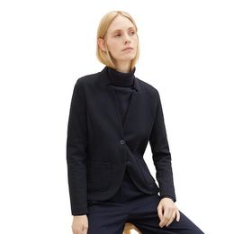 Tom Tailor Damen Sweatblazer "Fitted", blau, Gr. S, unifarben, Web, Obermaterial: 54% Baumwolle, 43% Polyester, 3% Elasthan, Blazer, mit aufgesetzten