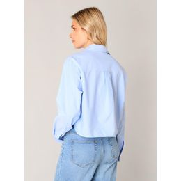 Base Level Damen Hemdbluse "Bea", blau, Gr. 48, unifarben, Web, Obermaterial: 100% Baumwolle, Blusen, kurz, mit Brusttasche