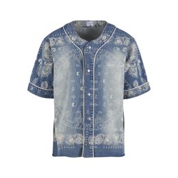 Karl Kani Herren Kurzarmshirt "Karl Kani Kani Paisley Denim Baseball Shirt"blau, Gr. S, 100% Baumwolle, Shirts