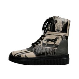 DOGO Damen Schn&uuml;rboots "Future High Top Boots Believe In Your Wings Damen Stiefeletten", Gr. 38, schwarz, Lederimitat, Schuhe, Handgefertigt
