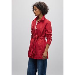 Street One Damen Trenchcoat, rot, Gr. 42, unifarben, Web, Obermaterial: 69% Baumwolle, 31% Polyester; Futter: 100% Polyester, M&auml;ntel, mit Bindeg&uuml;rtel