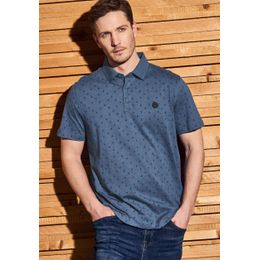 Street One MEN Herren Poloshirt, blau, Gr. S, gemustert, Web, 100% Baumwolle, Shirts, aus reiner Baumwolle