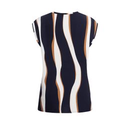 CLOUD 5IVE Damen T-Shirt "CLOUD 5IVE V-Neck Top mit H&auml;kelbord&uuml;re und Wellen Print", blau, Gr. XS, mehrfarbig, 95% Polyester, 5% Elasthan, Shirts