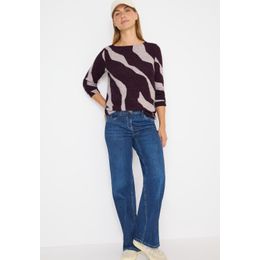 Cecil Damen Langarmshirt, lila, Gr. XL, Stoff, 63% Polyamid, 24% Polyester, 13% Viskose, Shirts, aus softem Materialmix