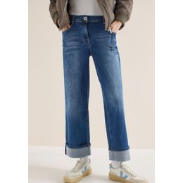 Cecil Damen Loose-fit-Jeans, blau, Gr. 33, unifarben, Jeans, 77% Baumwolle, 20% Polyester, 3% Elasthan, Jeans, 5-Pocket-Style