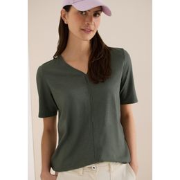 Cecil Damen T-Shirtkhaki, Gr. XL, unifarben, Jersey, 50% Modal, 50% Baumwolle, Shirts, in Unifarbe
