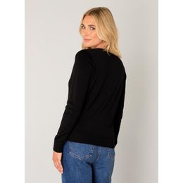Base Level Damen Strickjacke "Yvon", schwarz, Gr. 46, unifarben, Strick, Obermaterial: 80% Viskose, 20% Polyamid, Strickjacken, mit V-Ausschnitt