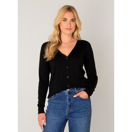 Base Level Damen Strickjacke "Yvon", schwarz, Gr. 42, unifarben, Strick, Obermaterial: 80% Viskose, 20% Polyamid, Strickjacken, mit V-Ausschnitt