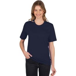 TRIGEMA Damen T-Shirt "TRIGEMA T-Shirt DELUXE Baumwolle", blau, Basic, Gr. L, 100% Baumwolle, Shirts