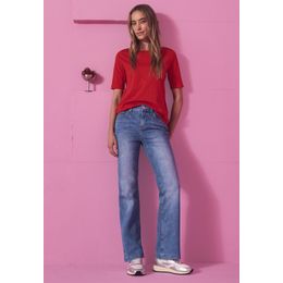 Street One Damen Slim-fit-Jeanslight blau wash, Gr. 32, unifarben, Web, 63% Baumwolle, 25% Polyester, 10% Viskose, 2% Elasthan, Jeans, High Waist