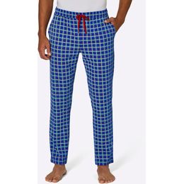 w&auml;schepur W&Auml;SCHEPUR Herren Schlafhose, Gr. 44royalblau, bedruckt, 100% Baumwolle, gemustert, kariert, mehrfarbig, Hosen