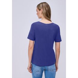 Street One Damen T-Shirtamparo blau, Gr. 44, unifarben, Web, 50% Baumwolle, 50% Modal, Shirts, in Unifarbe