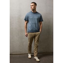 Street One MEN Herren Langarmshirt, blau, Gr. M, bedruckt, Web, 100% Baumwolle, Shirts, mit Wording