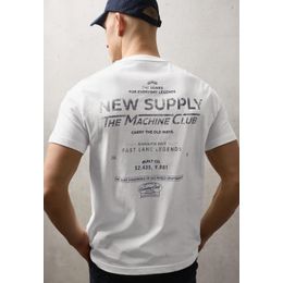 Street One MEN Herren T-Shirthellwei&szlig;, Gr. M, bedruckt, Web, 100% Baumwolle, Shirts, aus reiner Baumwolle
