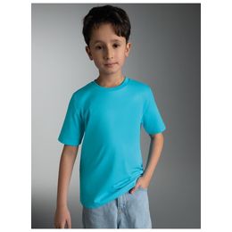 TRIGEMA Jungen T-Shirt "TRIGEMA T-Shirt aus 100% Baumwolle", blau, Basic, Gr. 140, Single Jersey, 100% Baumwolle, Shirts