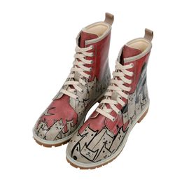 DOGO Damen Schn&uuml;rboots "Long Boots Schn&uuml;rstiefel Bad Cats Mad Cats Damen Stiefeletten", Gr. 36rot, Lederimitat, Schuhe, Handgefertigt