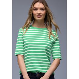 Street One Damen T-Shirt, gr&uuml;n, Gr. 36, gestreift, Web, 100% Baumwolle, Shirts, aus reiner Baumwolle