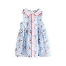 next Kleid 'Cath Kidston' M&auml;dchen Gr&ouml;&szlig;e 68 dunkelbeige / hellblau / hellrot / wei&szlig;