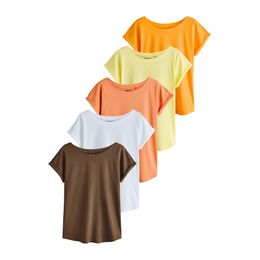 next T-Shirt Damen Gr&ouml;&szlig;e 6XL/7XL braun / gelb / orange / lachs / wei&szlig;