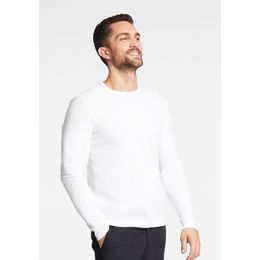 LINDBERGH Herren Langarmshirt "T-Shirt (Langarm) Super Slim Fit", wei&szlig;, Gr. XXXL, unifarben, Obermaterial: 100% Baumwolle, Shirts