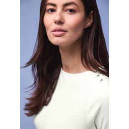 T-Shirt Street One, Damen, Gr. 34, sanftes wei&szlig;, Jersey, 50% Baumwolle, 50% Modal, unifarben, normal normal, U-Boot-Ausschnitt, abgesteppt, Shirts T-Shirt, aus Jersey in Unifarbe