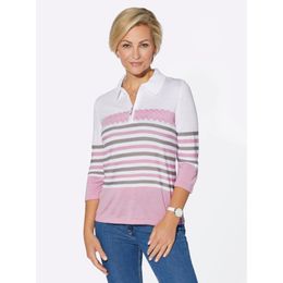 CLASSIC Damen Polokragenpullover "Pullover", rosa, Gr. 40, gemustert, mehrfarbig, 100% Polyacryl, Pullover