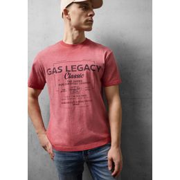 Street One MEN Herren Langarmshirtdull coral, Gr. S, bedruckt, Web, 100% Baumwolle, Shirts, mit Wording