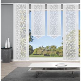Schiebegardine Home Wohnideen, B:57cm H:225cm, wei&szlig;, Polyester, Wohnzimmer, Gardinen, "JENNA", Schiebevorhang Jacquard Set