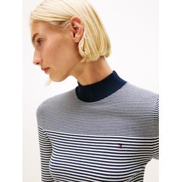 Tommy Hilfiger Damen Strickpullover "CO JERSEY FINE GG MOCK-NK LS SWT"bretton stripe schwarz night navy, Gr. XXL, gestreift, Feinstrick,
