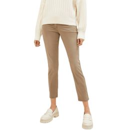 Tom Tailor Damen 7/8-Hose "Tom Tailor Tapered", braun, Gr. 40, Web, Obermaterial: 92% Baumwolle, 5% Polyester, 3% Elasthan. Futter: 100% Baumwolle,