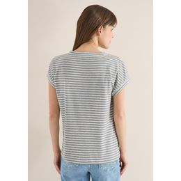 Cecil Damen T-Shirt, grau, Gr. L, gestreift, Web, 100% Baumwolle, Shirts, aus reiner Baumwolle